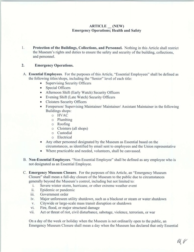 Emergency Operations; Health and Safety – Local 1503